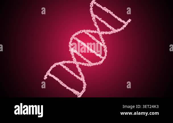 DNA strand breaking into particles. Abstract science animation ...