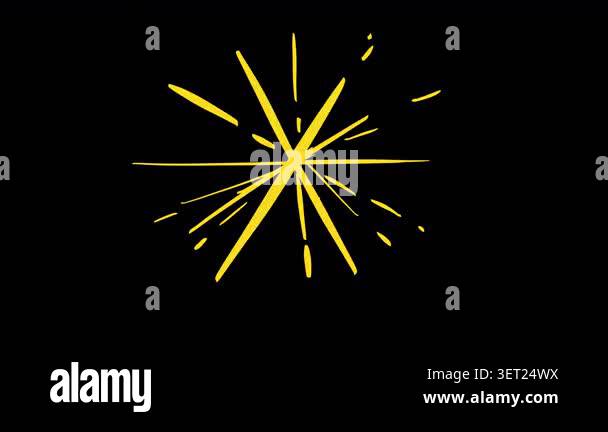 Yellow pyrotechnic sparks on a black background. Stock animation of ...