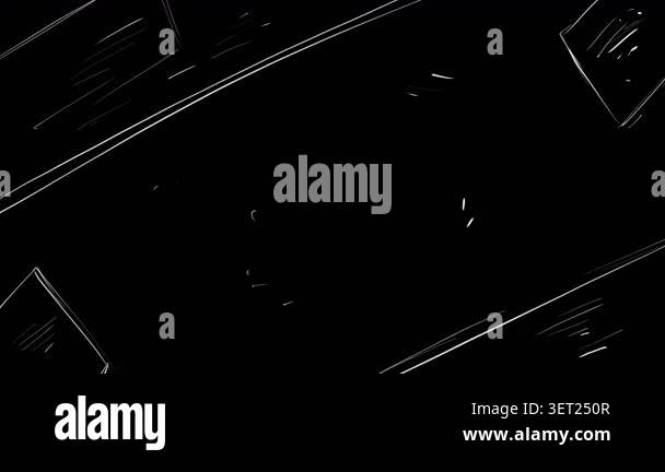 Texture animation with taped white lines on a black background ...