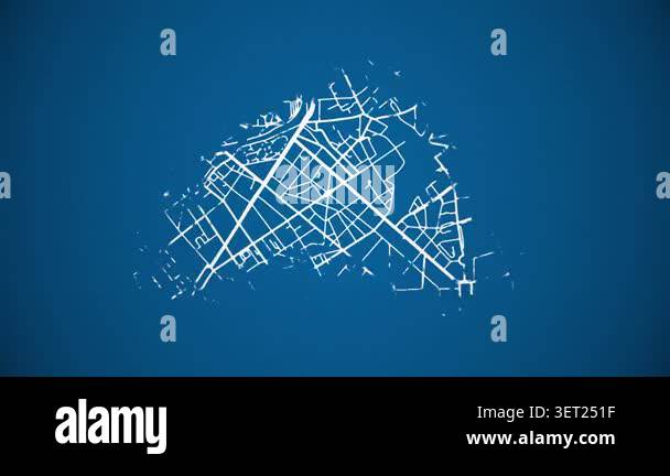 Ink reveal animation of Lille, Nord, Hauts de France, France grid map ...