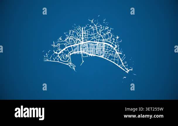 Ink reveal animation of Cannes, Alpes-Maritimes, Provence Alpes Cte d ...
