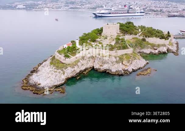 10 May 2026, Kusadasi, Turkiye: Aerial view of Pigeon Island, a ...