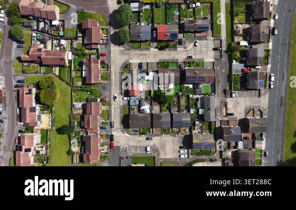 Vertical aerial view directly above a Sunderland residential ...