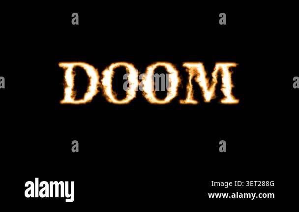 A striking golden text effect spelling DOOM with dark gothic style on a ...