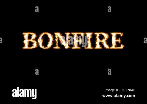 A glowing golden text effect spelling BONFIRE with warm flame-inspired ...