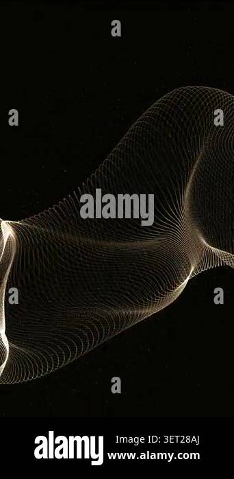 Golden abstract particle wave animation, vertical futuristic digital ...
