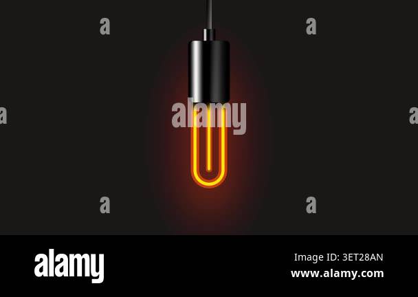 A single tall neon orange filament tube bulb hanging vertically on a ...