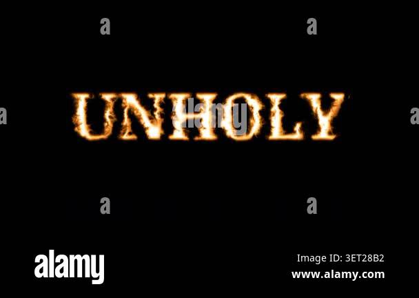 A bold golden text effect spelling UNHOLY with dark gothic style on a ...