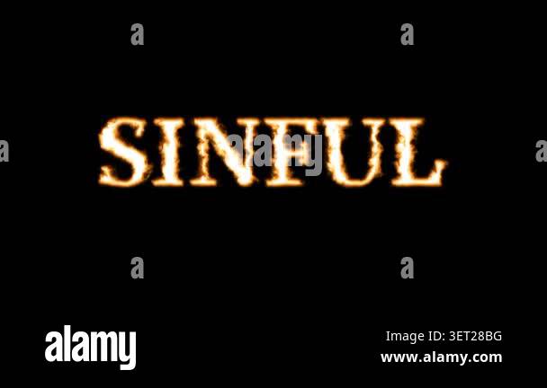 A bold dramatic text logo of the word SINFUL in golden glowing ...