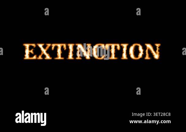 A grim and striking text logo of the word EXTINCTION in bold golden ...