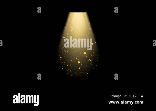 A bright warm yellow light bulb glowing with golden sparkle particles ...