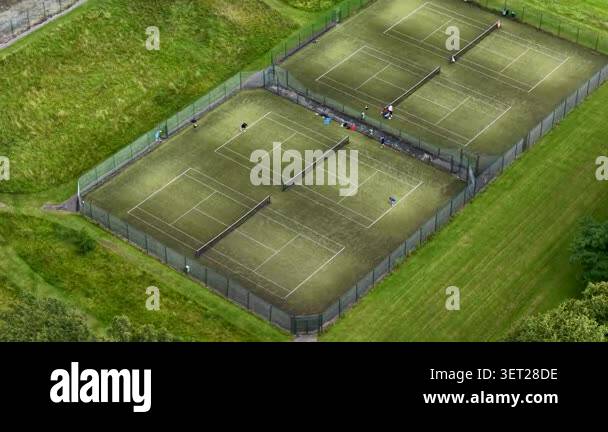 Aerial view of outdoor tennis courts at Leeds Beckett University ...