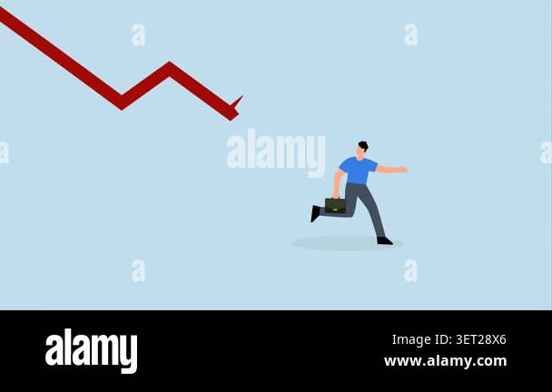 Business failure, 4k animation of unsuccessful entrepreneur escapes ...