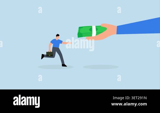 Getting paid, 4k animation of Businessman hand handing banknote to ...