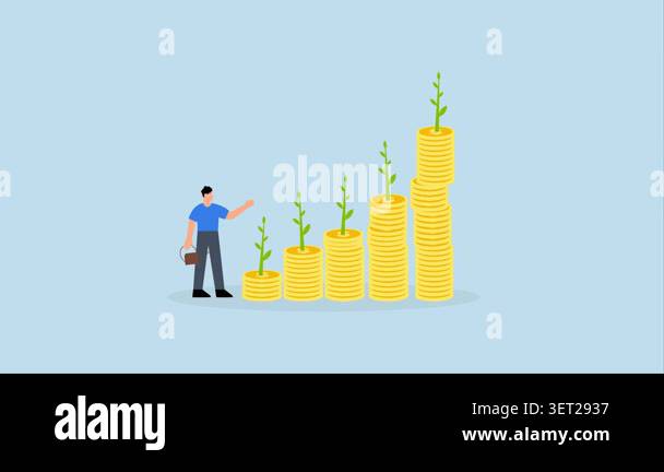 Saving growth, 4k animation of entrepreneur nurturing developing ...