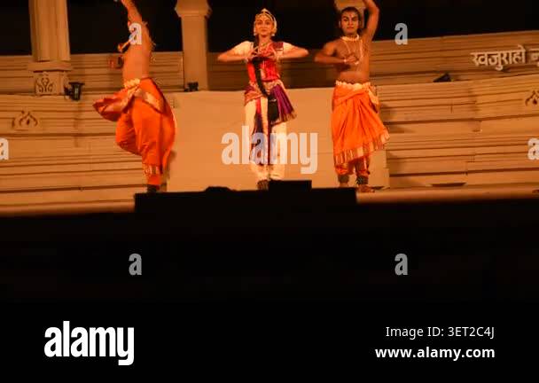 KHAJURAHO, INDIA, February 24, 2018 : Dancers perform classical dance ...