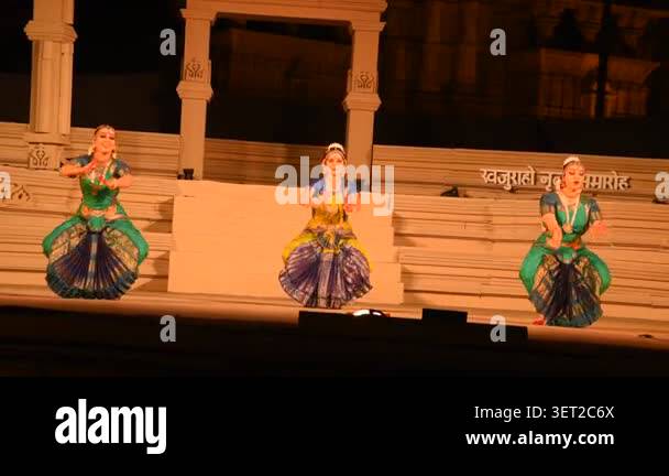 KHAJURAHO, INDIA, February 24, 2018 : Dancers perform classical dance ...