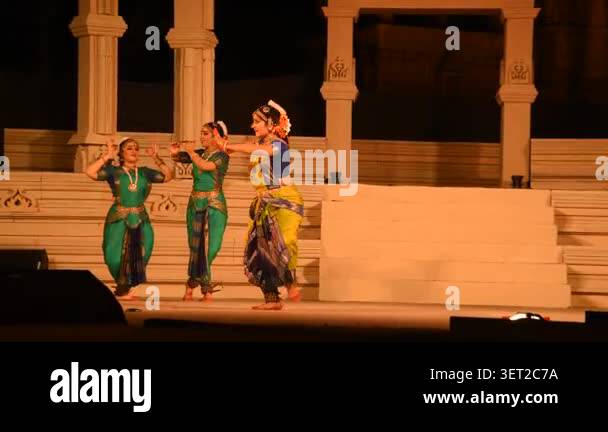 KHAJURAHO, INDIA, February 24, 2018 : Dancers perform classical dance ...
