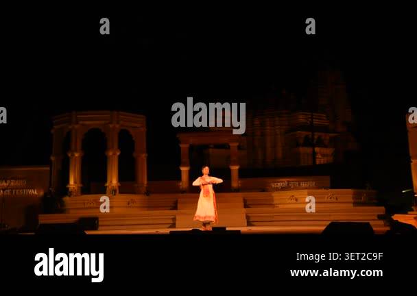 KHAJURAHO, INDIA, February 24, 2018 : Dancers perform classical dance ...