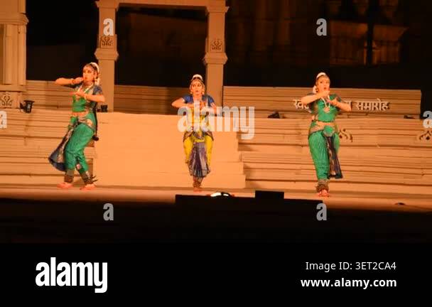 KHAJURAHO, INDIA, February 24, 2018 : Dancers perform classical dance ...