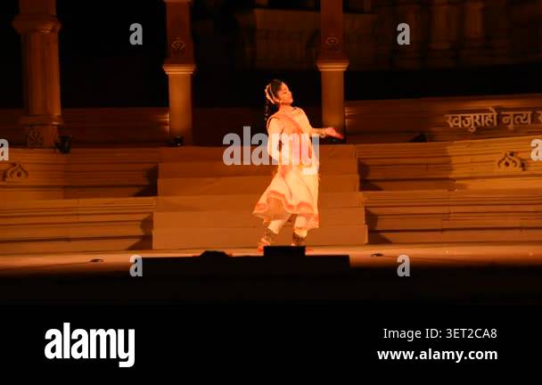 KHAJURAHO, INDIA, February 24, 2018 : Dancers perform classical dance ...