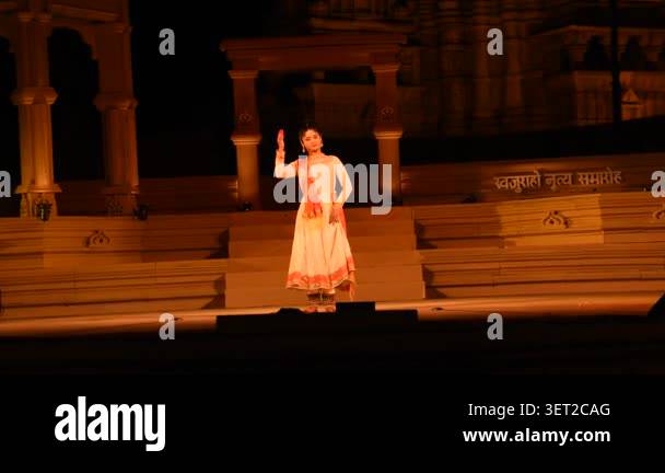 KHAJURAHO, INDIA, February 24, 2018 : Dancers perform classical dance ...