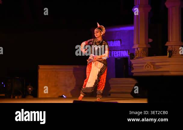 KHAJURAHO, INDIA, February 24, 2018 : Dancers perform classical dance ...