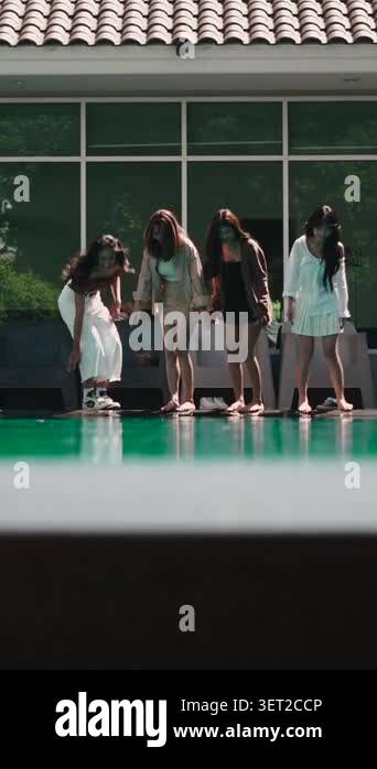 Group of beautiful thai female friends enjoying a relaxing day together ...