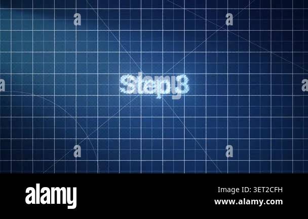 Modern blueprint-style cutting mat animation with detailed grid layout ...