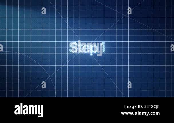Modern blueprint-style cutting mat animation with detailed grid layout ...