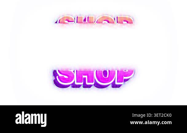 Text motion animation. Bold shop now text in bright pink and purple 3d ...