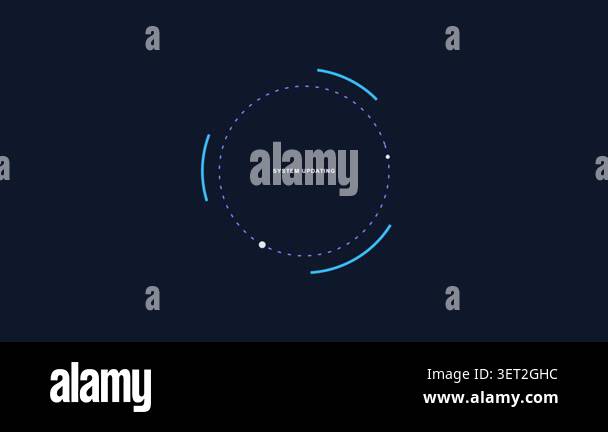 A futuristic loading circle animation with blue and white lines on a ...