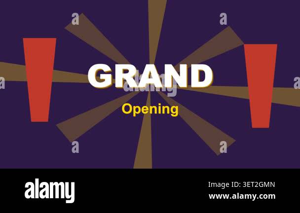 A graphic design for a grand opening event with a dark background Stock ...