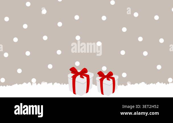 Christmas gifts on snow with falling snowflake with color and green ...