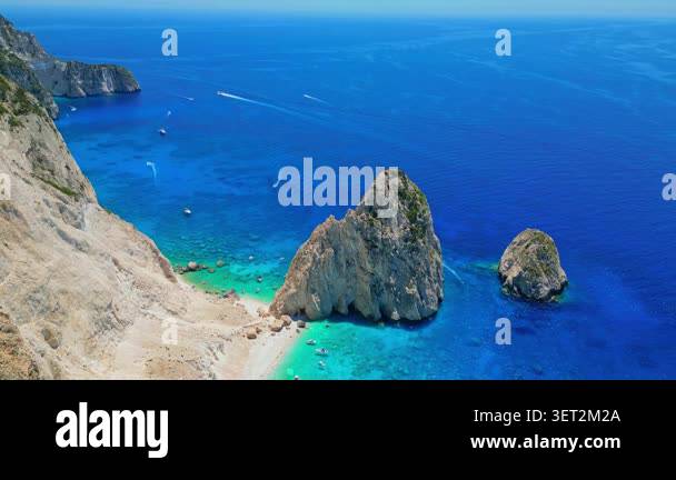 Spectacular view of Mizithres sea stacks and white limestone cliffs in ...