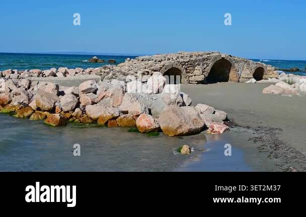Cinematic handheld view of the historic stone Venetian Bridge in ...