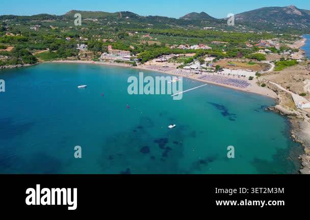 Spectacular view of St. Nicholas Beach in Vasilikos, Zakynthos. Crystal ...