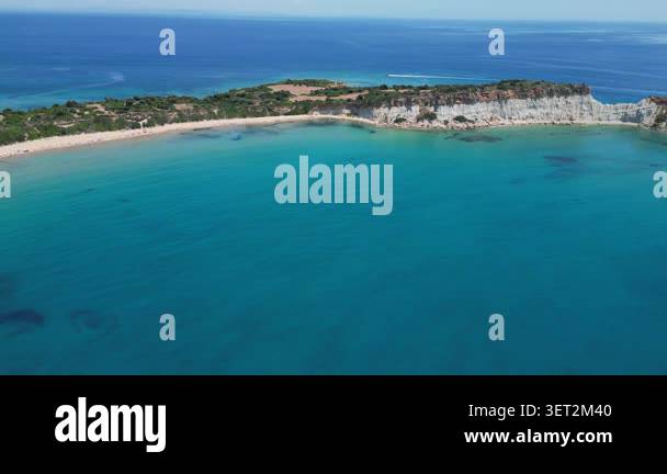 Spectacular view of Gerakas Beach in Zakynthos. Crystal blue water ...