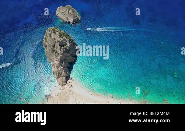 Spectacular view of Mizithres sea stacks and white limestone cliffs in ...