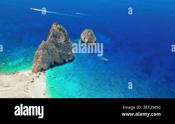 Spectacular view of Mizithres sea stacks and white limestone cliffs in ...