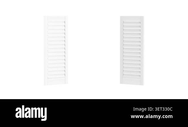 4k Resolution Video: Window Shutters Concept. White Louvered Window ...