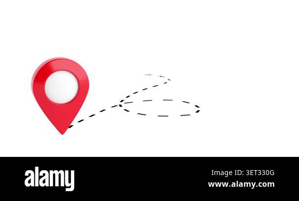 4k Resolution Video: Location Navigation Concept. Red Map Pins ...