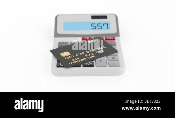 4k Resolution Video: Credit Card Debt Calculation. Black Credit Card On ...