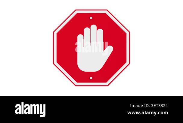 4k Resolution Video: Stop Warning Concept. Red Octagonal Sign With ...