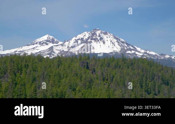 North Sister and Middle Sister Above Ponderosa Pine Forest in Central ...