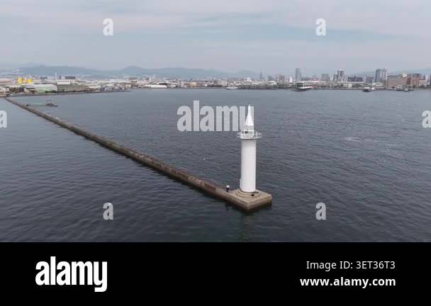 An aerial view of the city, harbour and industrial port of Hiroshima by ...