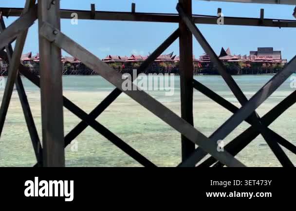 Luxury Resort on a Beautiful Mabul Island. Stilt Houses above a Blue ...