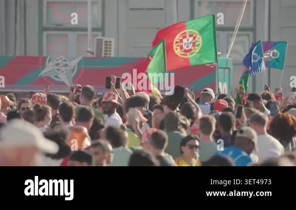 17 june 2026, lisbon, Portugal - People gather in the streets of ...