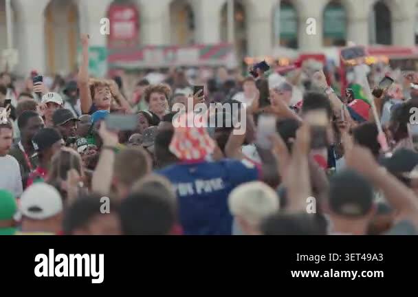 17 june 2026, lisbon, Portugal -Crowds of football fans gather in a ...