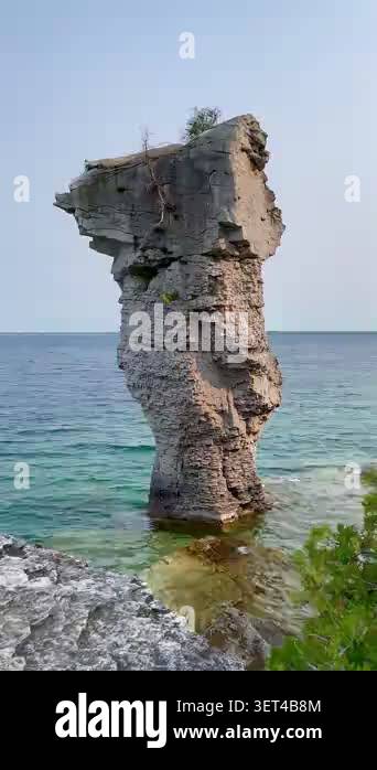 Tobermory, Ontario, Canada - August 3, 2021: Close view of Flowerpot ...
